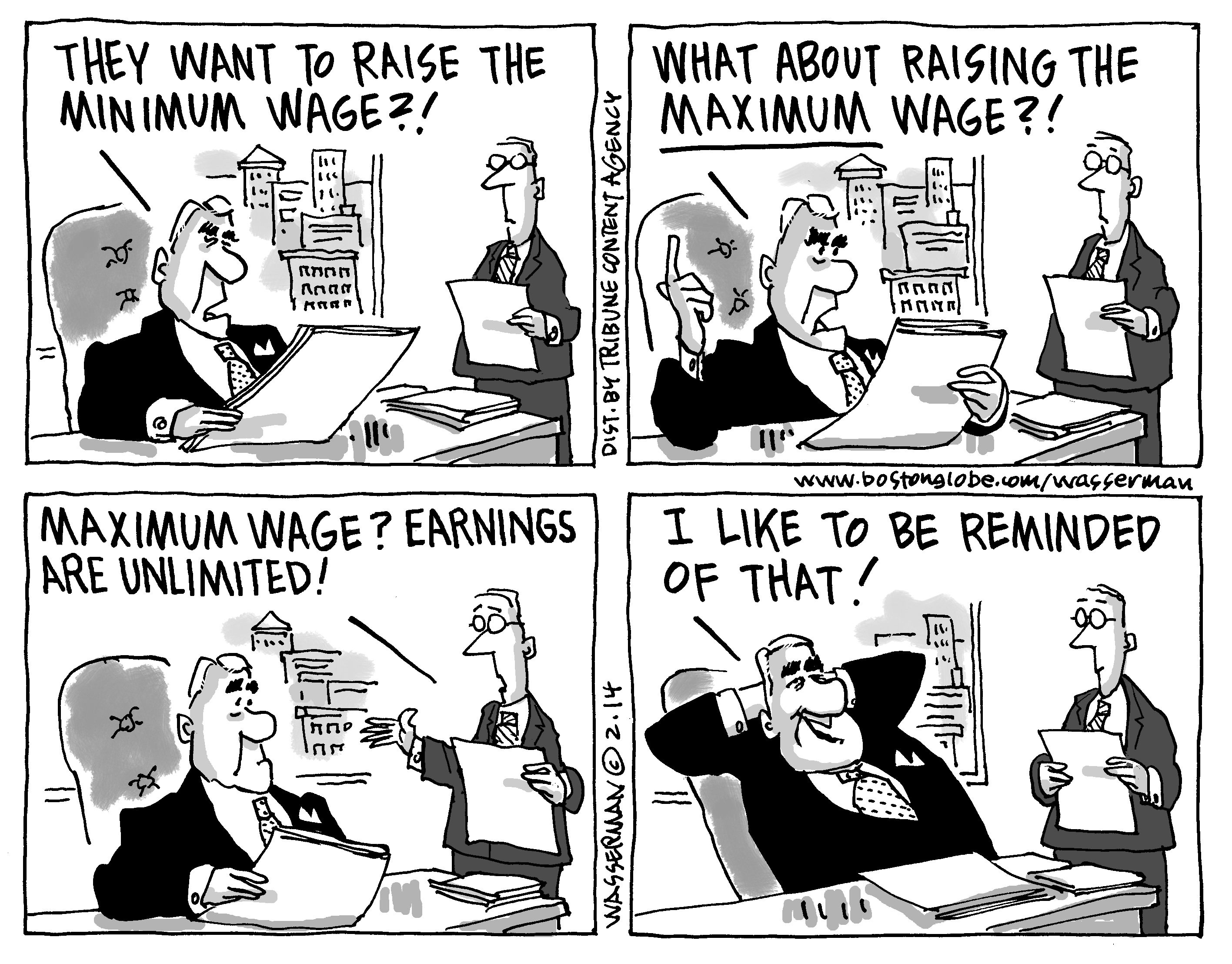 Editorial cartoon: Raise the maximum wage! - The Boston Globe