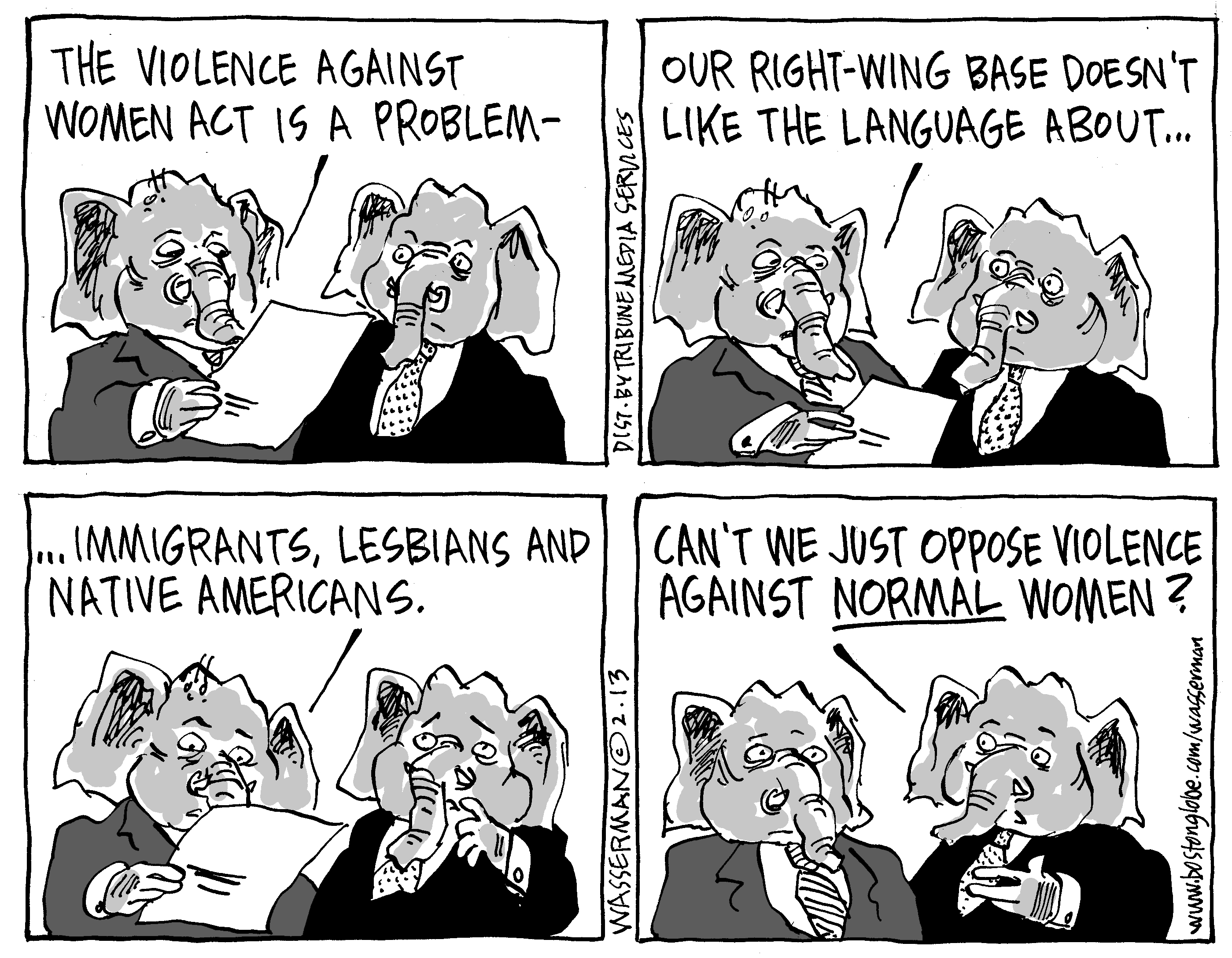 Editorial cartoon: GOP rift on Violence Against Women Act - The Boston ...