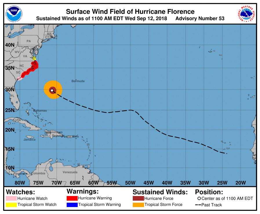 These maps shed light on Hurricane Florence’s new projected path - The ...