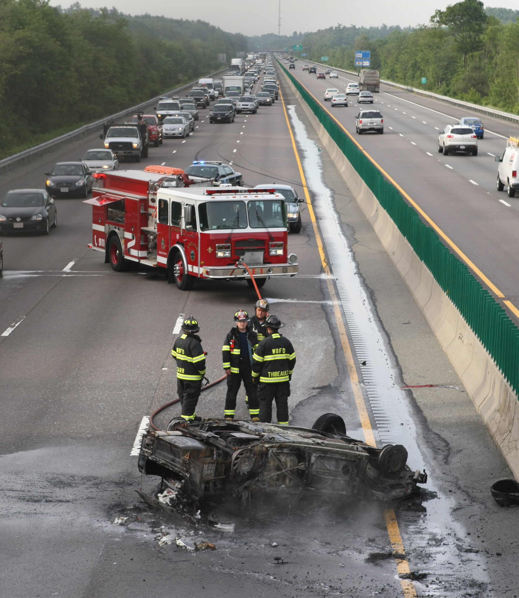 Man and his dog escape fiery accident - The Boston Globe