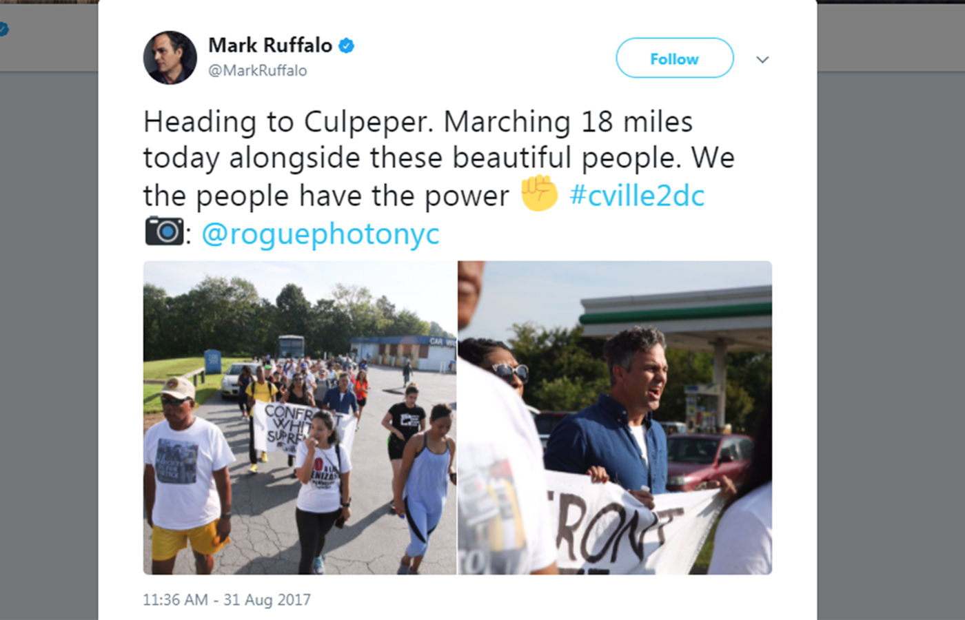 Actor Mark Ruffalo joins march against white supremacy - The Boston Globe