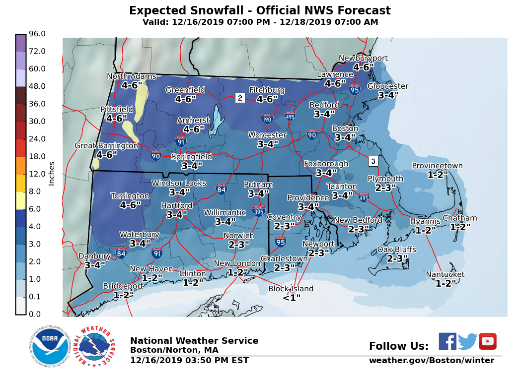 Maps: Here’s how much snow to expect in Mass. on Tuesday - The Boston Globe