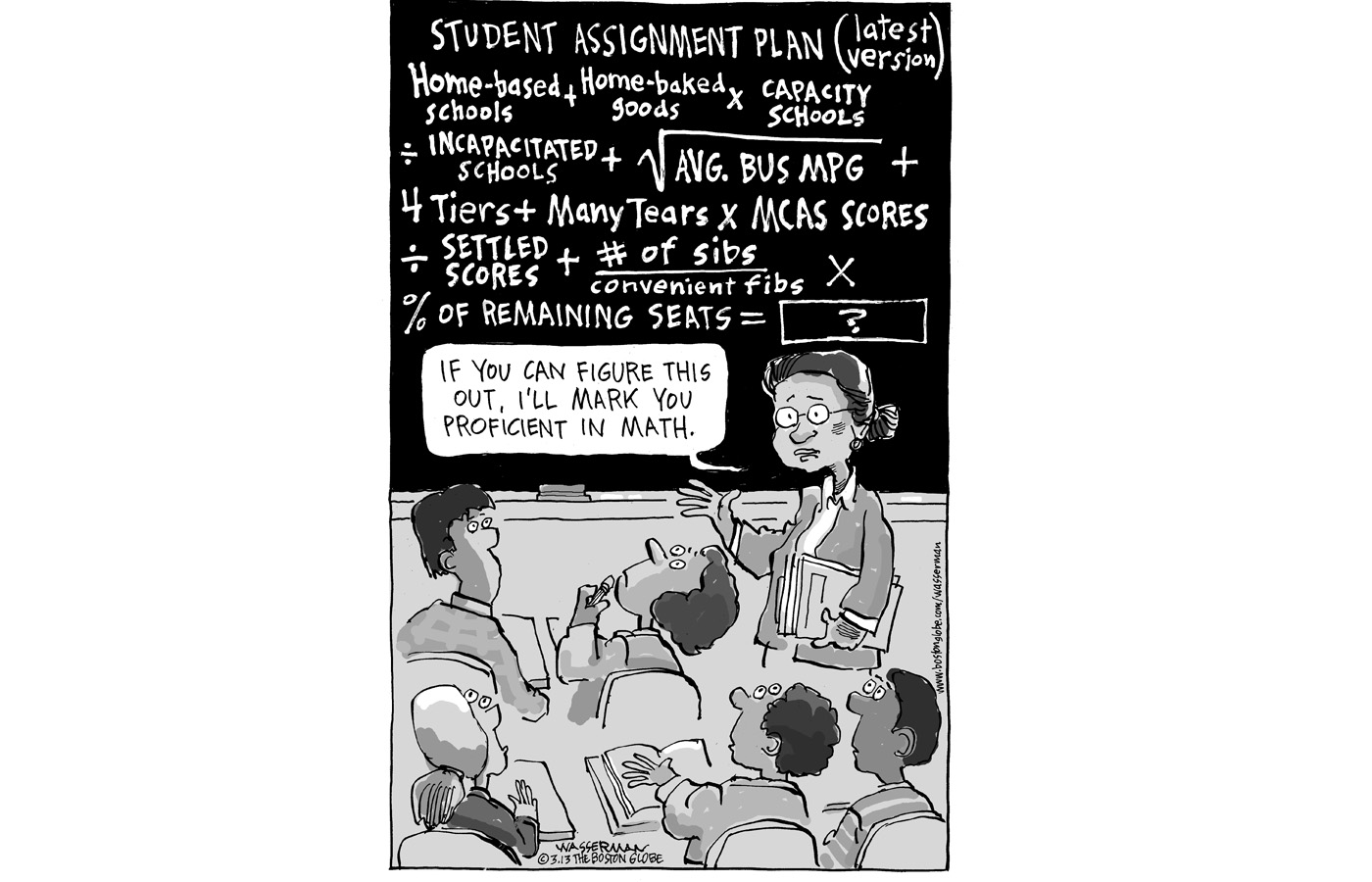Editorial cartoon: Student assignment plan - The Boston Globe
