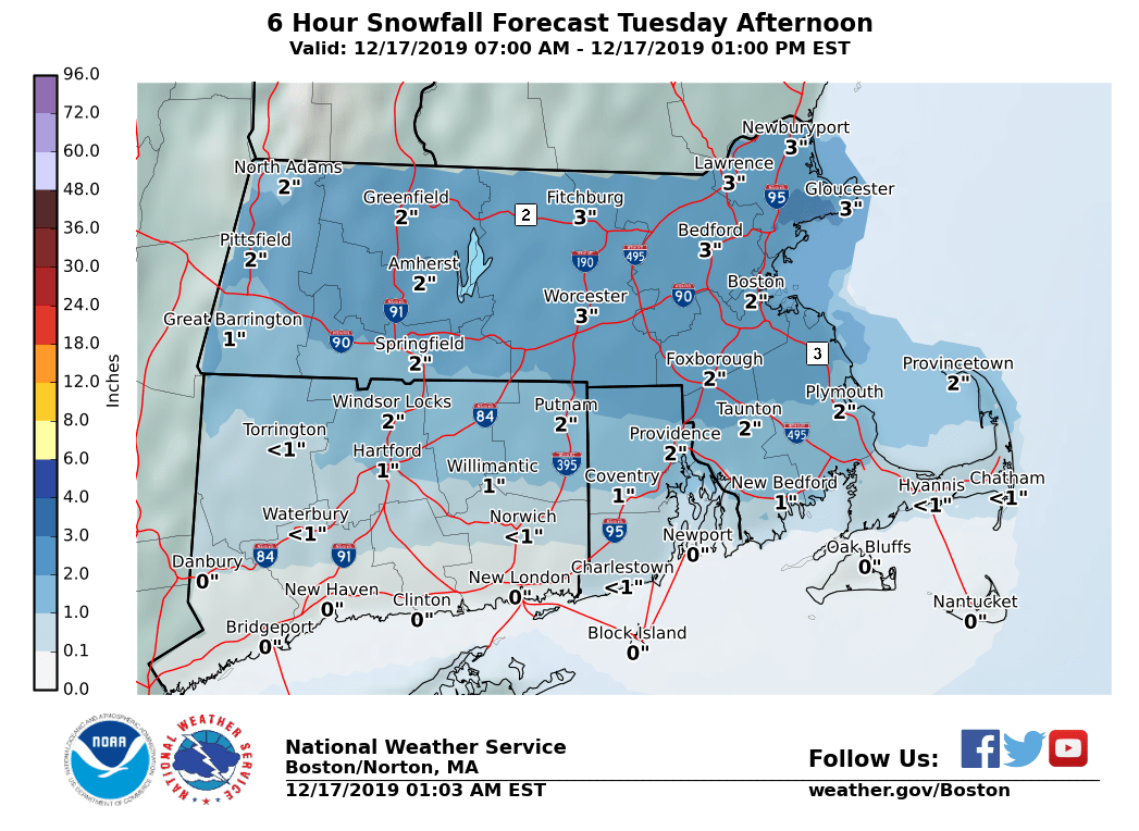 Maps: Here’s how much snow to expect in Mass. on Tuesday - The Boston Globe