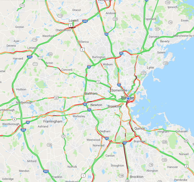 Here’s how pre-Thanksgiving traffic looks in the Boston area right now ...