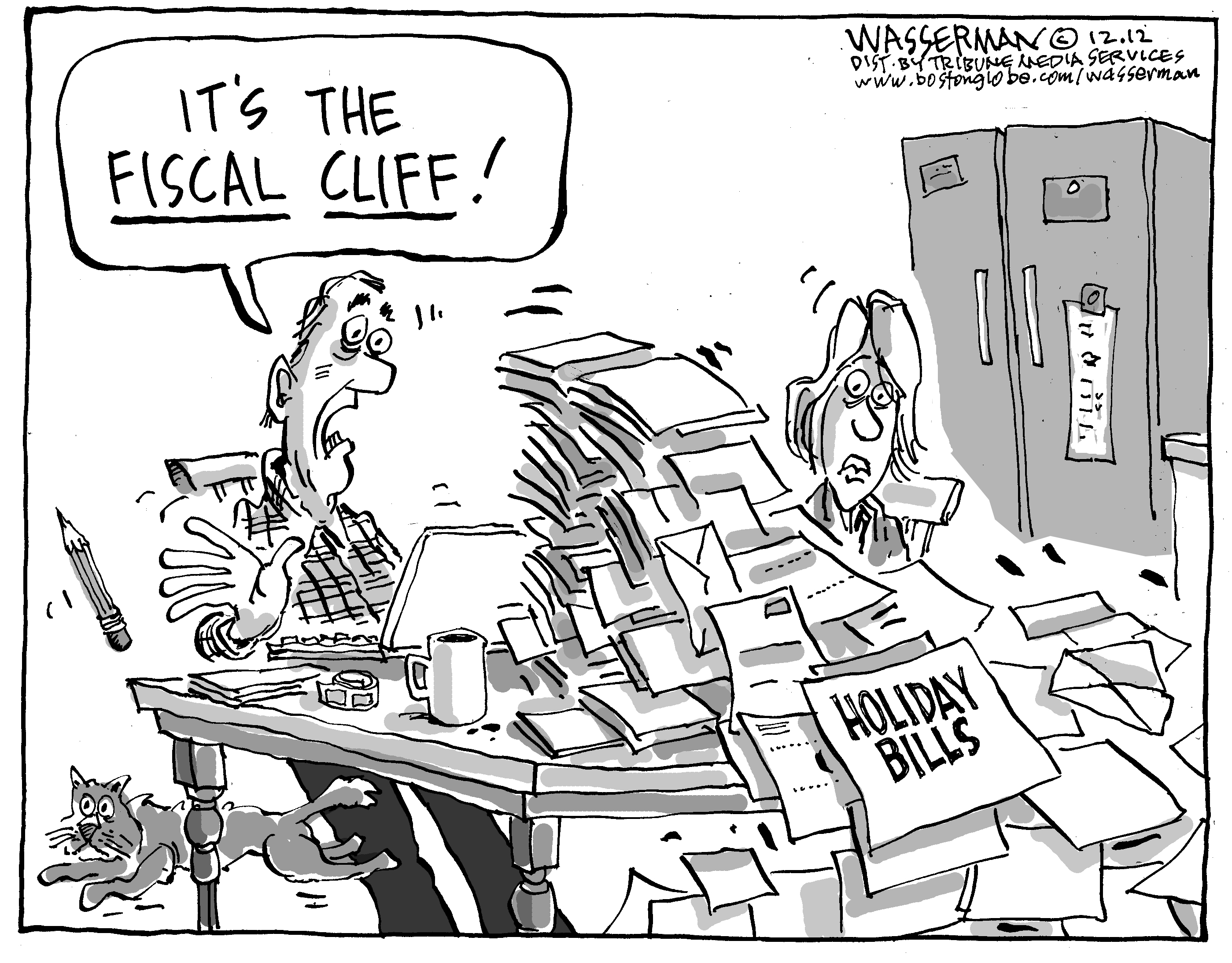 Editorial cartoon: Fiscal cliff strikes home - The Boston Globe