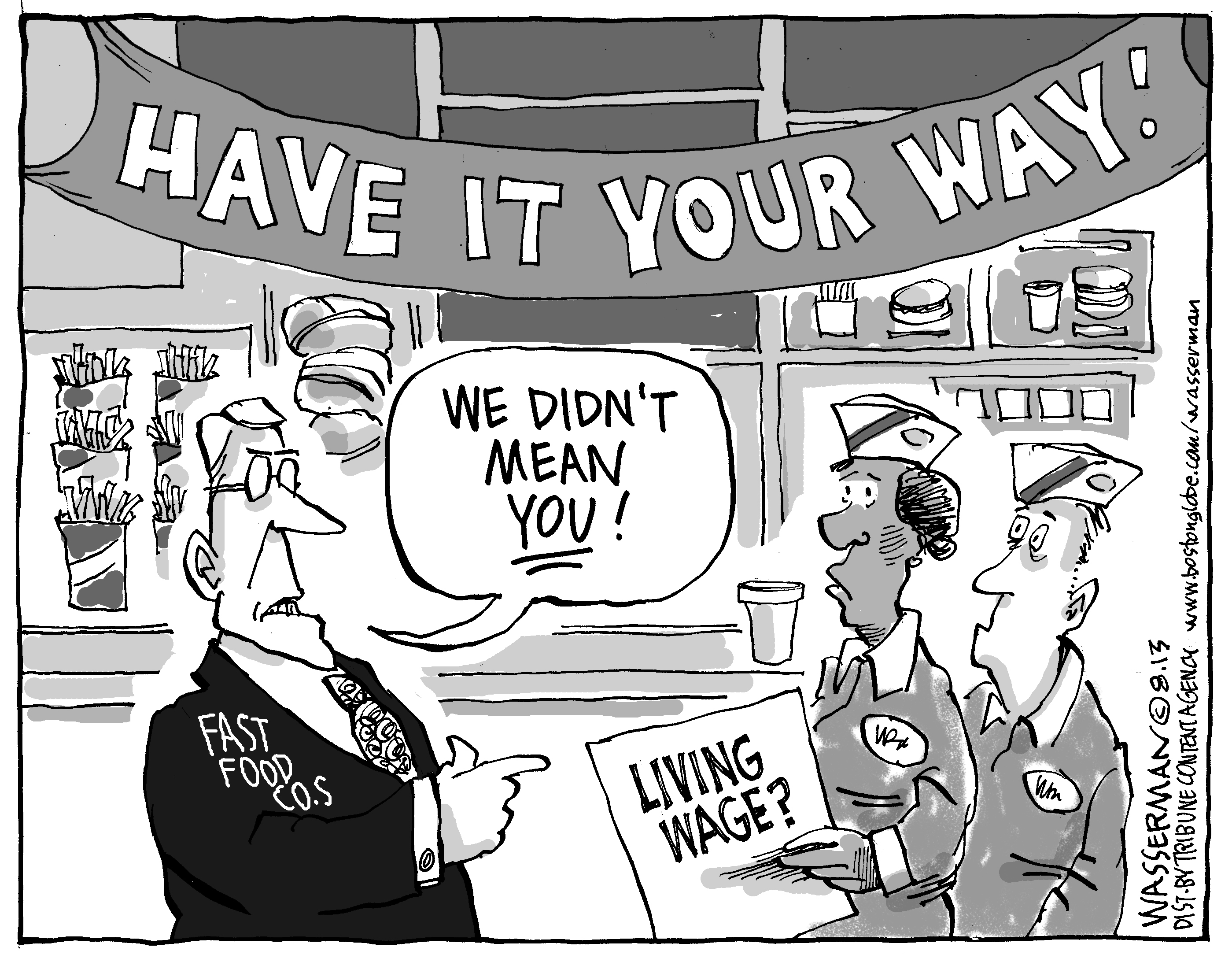 Editorial cartoon: Fair wages for fast food workers? - The Boston Globe