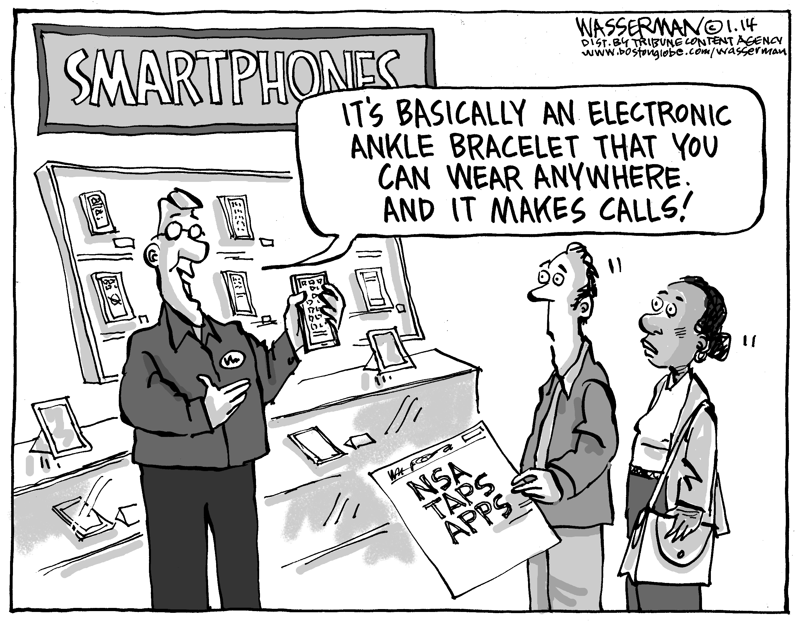 Editorial cartoon: NSA taps phone apps - The Boston Globe