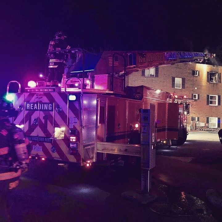 Two people rescued from burning building in 4-alarm fire in Reading ...