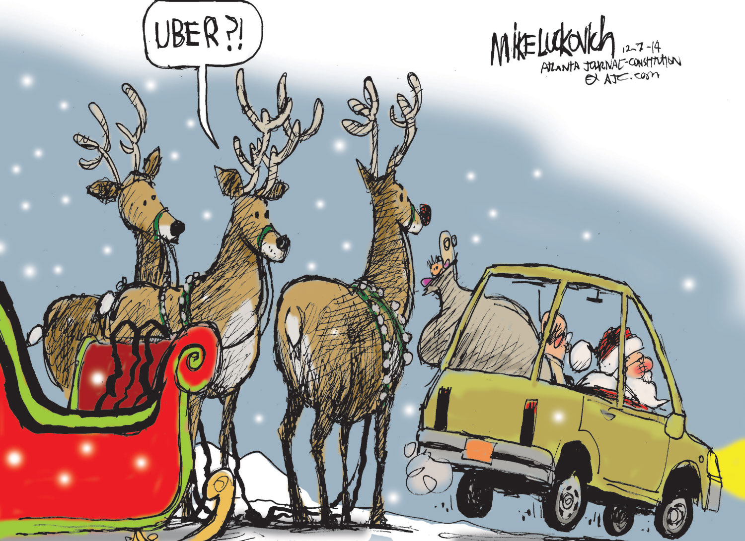 Editorial cartoon: Uber for the holidays - The Boston Globe